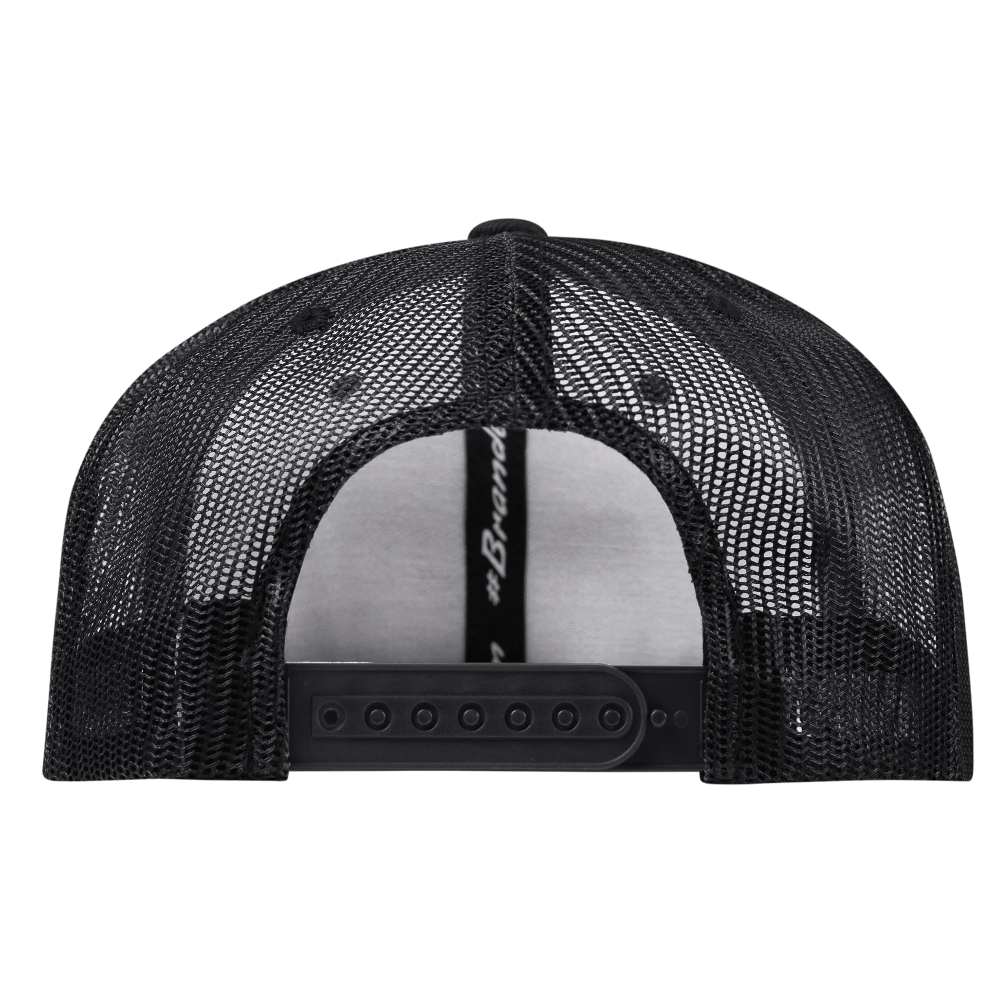 Branded Bills ‘The Salute' USA Flag Leather Patch Hat Flat Trucker - One Size Fits All (Heather Grey/Black)
