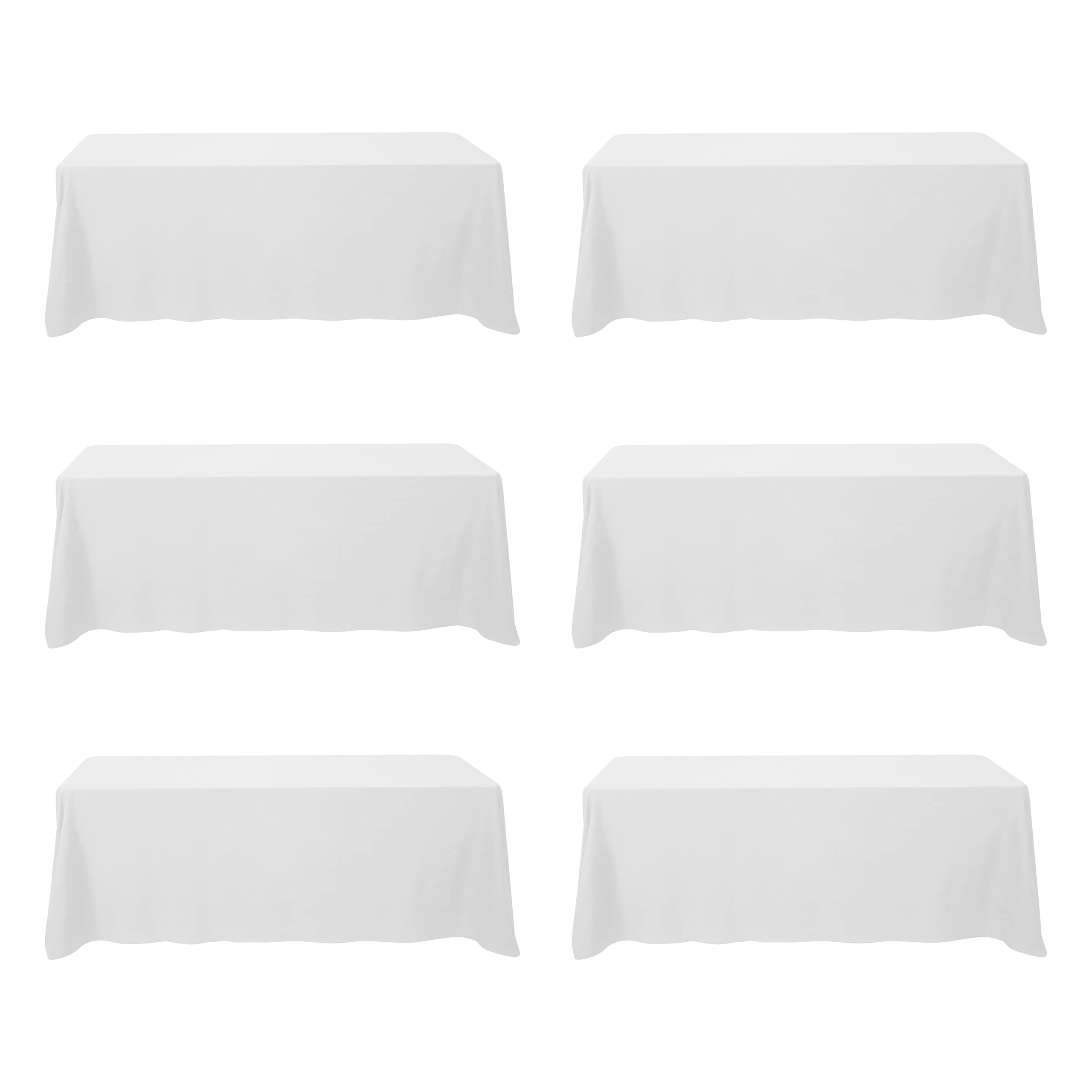 BRILLMAX 6 Pack White Tablecloths for 8 Foot Rectangle Tables 90 x 156 Inch - 8ft Rectangular Bulk Linen Polyester Fabric Washable Long Clothes for Wedding Reception Banquet Party Buffet Restaurant