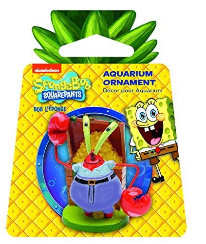 Penn-Plax Officially Licensed Spongebob Squarepants Aquarium Ornament – Mr. Krabs (Mini/Small Size) – Perfect for Freshwater and Saltwater Tanks, Multicolor, One Size