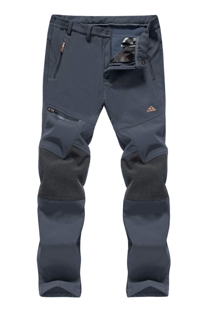 BIYLACLESEN Snowboarding Pants Men Ski Pants Men Water Resistant Pants Warm Camping Pants Mountain Pants Climbing Pants Men 5 Zipper Pockets Dark Grey