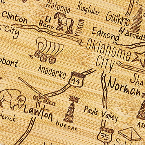 Totally Bamboo Destination Oklahoma State Shaped Serving and Cutting Board, Includes Hang Tie for Wall Display