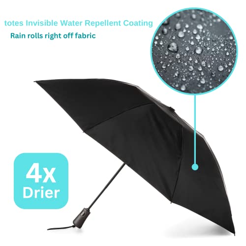 totes InBrella Reverse Closing Folding Umbrella β Inverted Closure Compact Umbrella β Portable, Windproof Rain-resistant Travel Umbrella with Recycled Canopy, Automatic Open and Close, Flower Garden