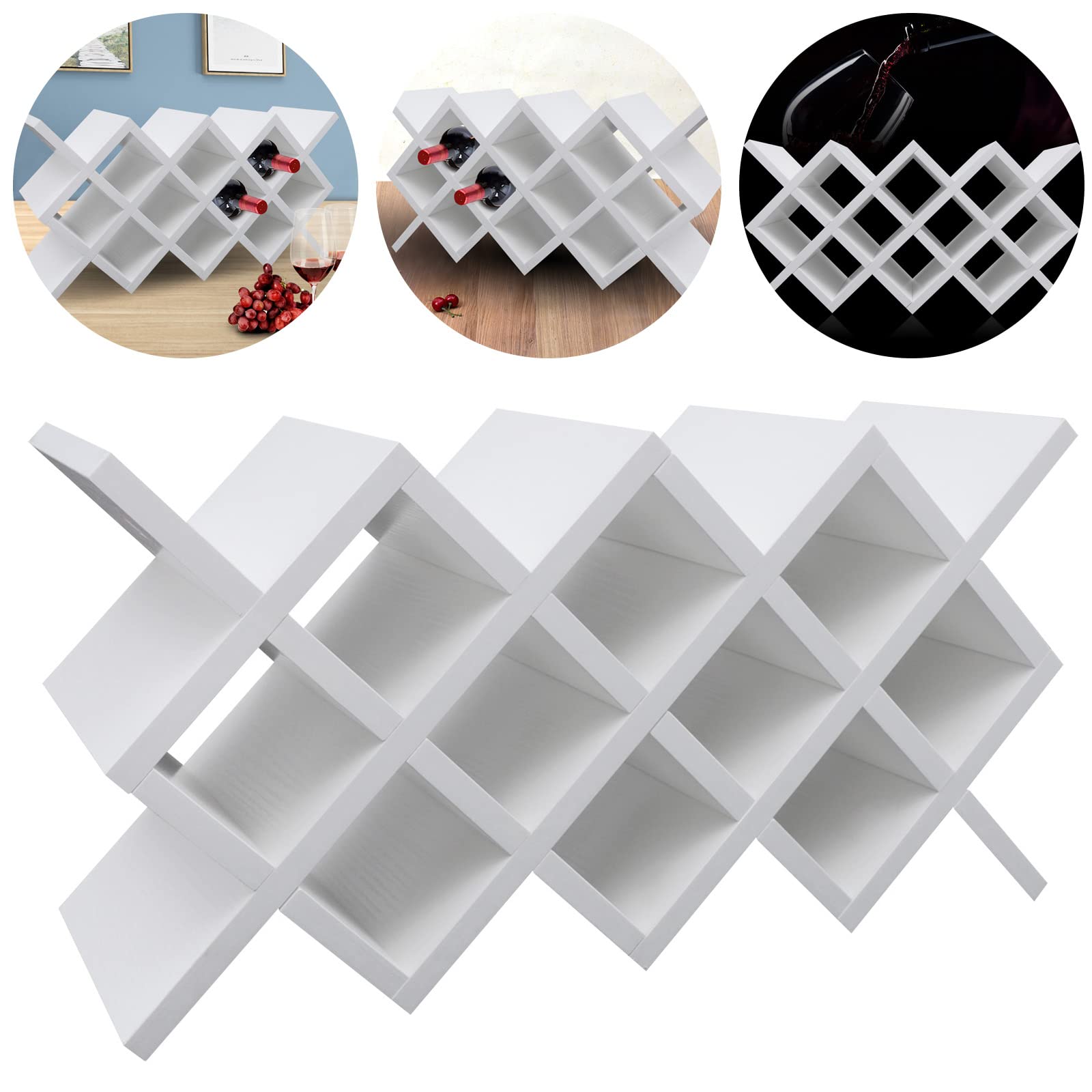 CeRaBuRET Ten-Cell Wine Rack, Wine Bottles Rack Wall-Mounted Wine Holder Shelf Liner Wine Cabinet Shelf, Countertop Free-Standing Wine Rack for Holding All Kinds of Wine