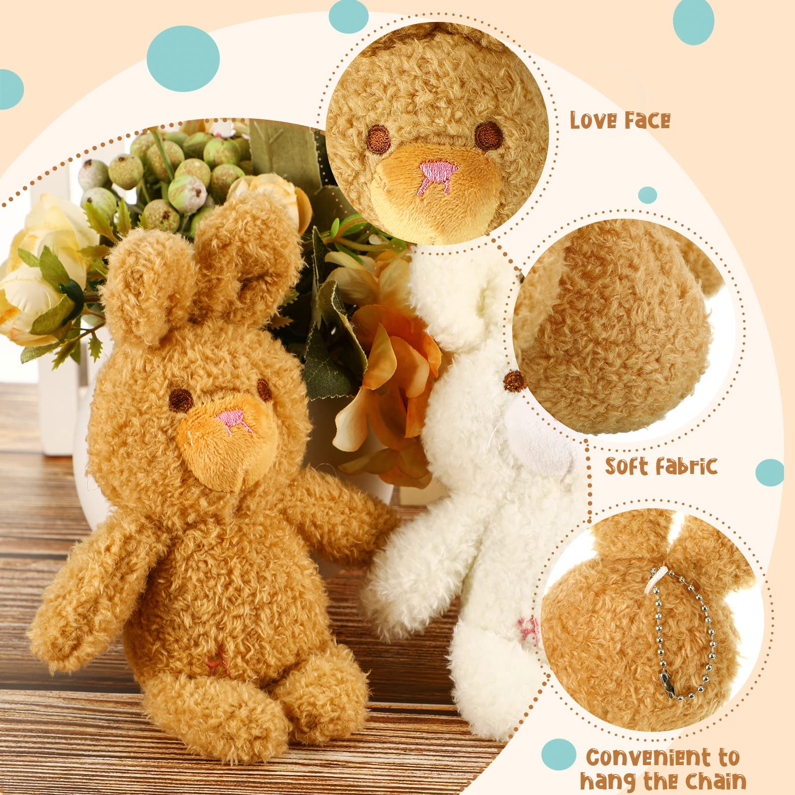 Zomiboo 9 Pcs 7.2 Inch Mini Bunny Stuffed Animals Stuffed Bunny Plush Toys Soft Plush Rabbit Mini Plush Bunny for Easter Graduation Birthday Gifts Wedding Summer Party Decorations