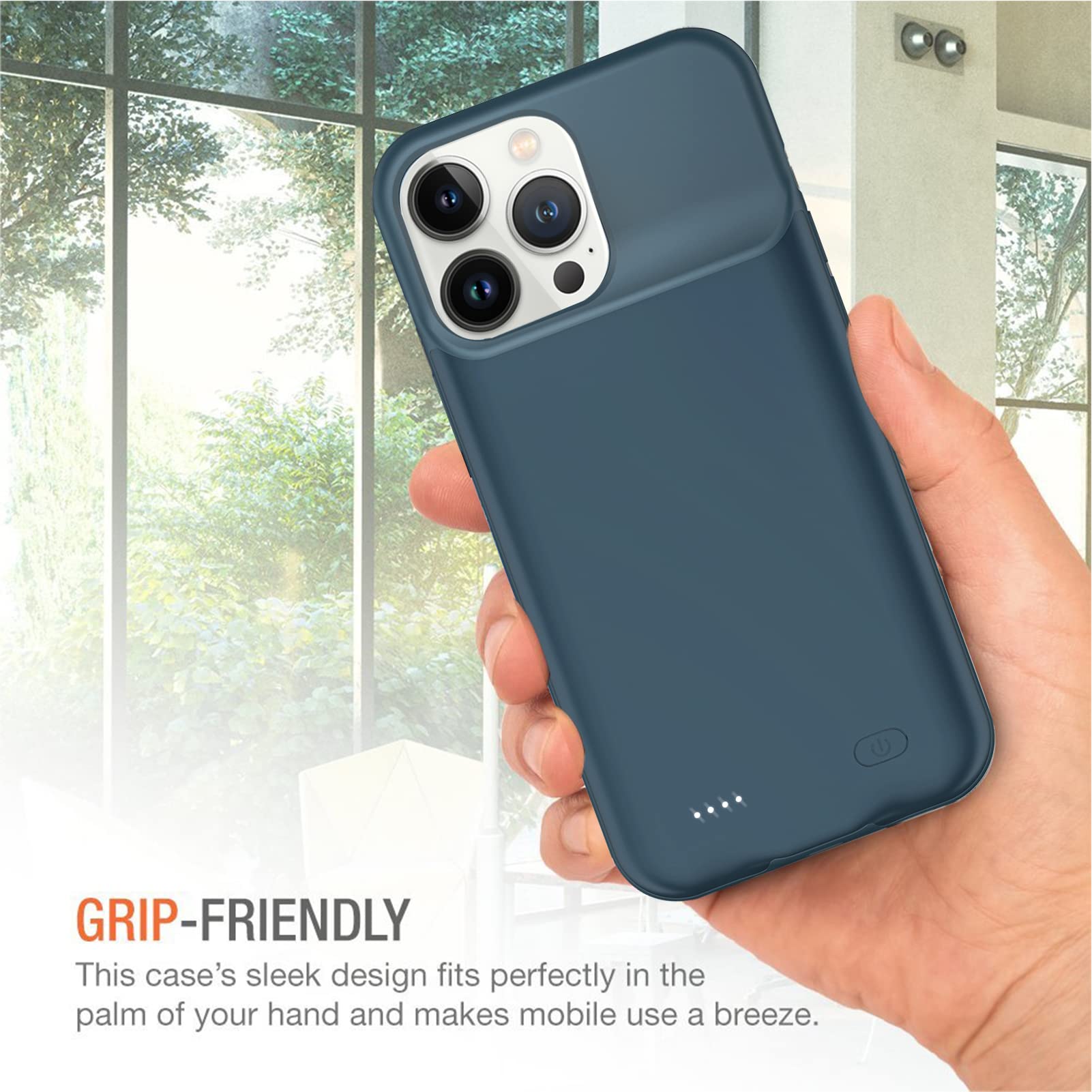 Battery Case for iPhone 13 Pro, 7000mAh Slim Portable Rechargeable Battery Pack Charging Case Compatible with iPhone 13 Pro (6.1 inch) Extended Battery Charger Case (Navy Blue)