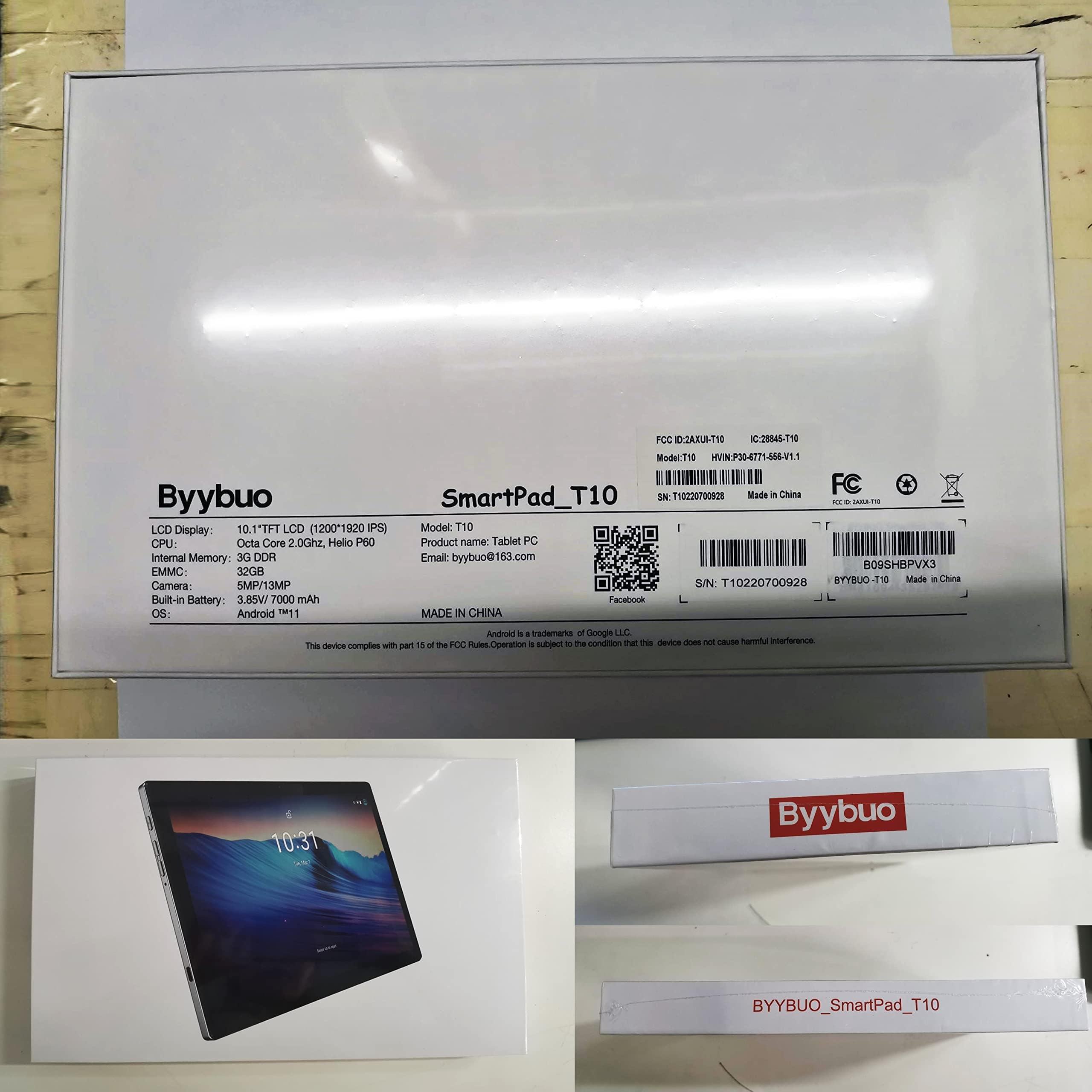BYYBUO SmartPad T10 2023 Full HD 10.1 inch Android 12 Tablet, Octa-Core 2.0 GHz Processor, New Upgrade 7000mAh Battery Capacity, 64GB ROM 1920x1200 Resolution, 2.4G+5G WiFi,Bluetooth,GPS,FM,Gray