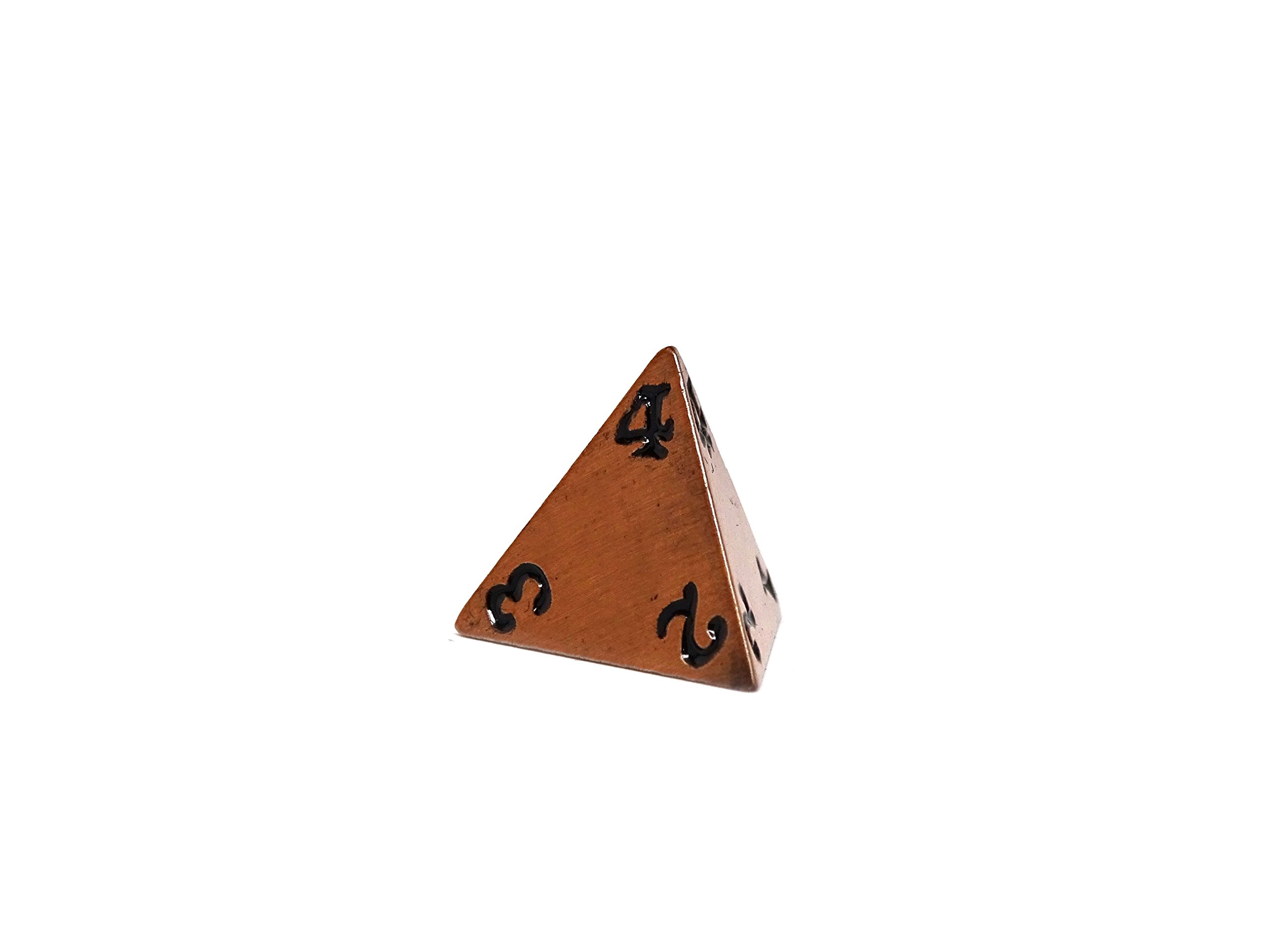 Legendary Copper Metal Polyhedral Dice Set with Black Signature Font - 7 Piece Collection
