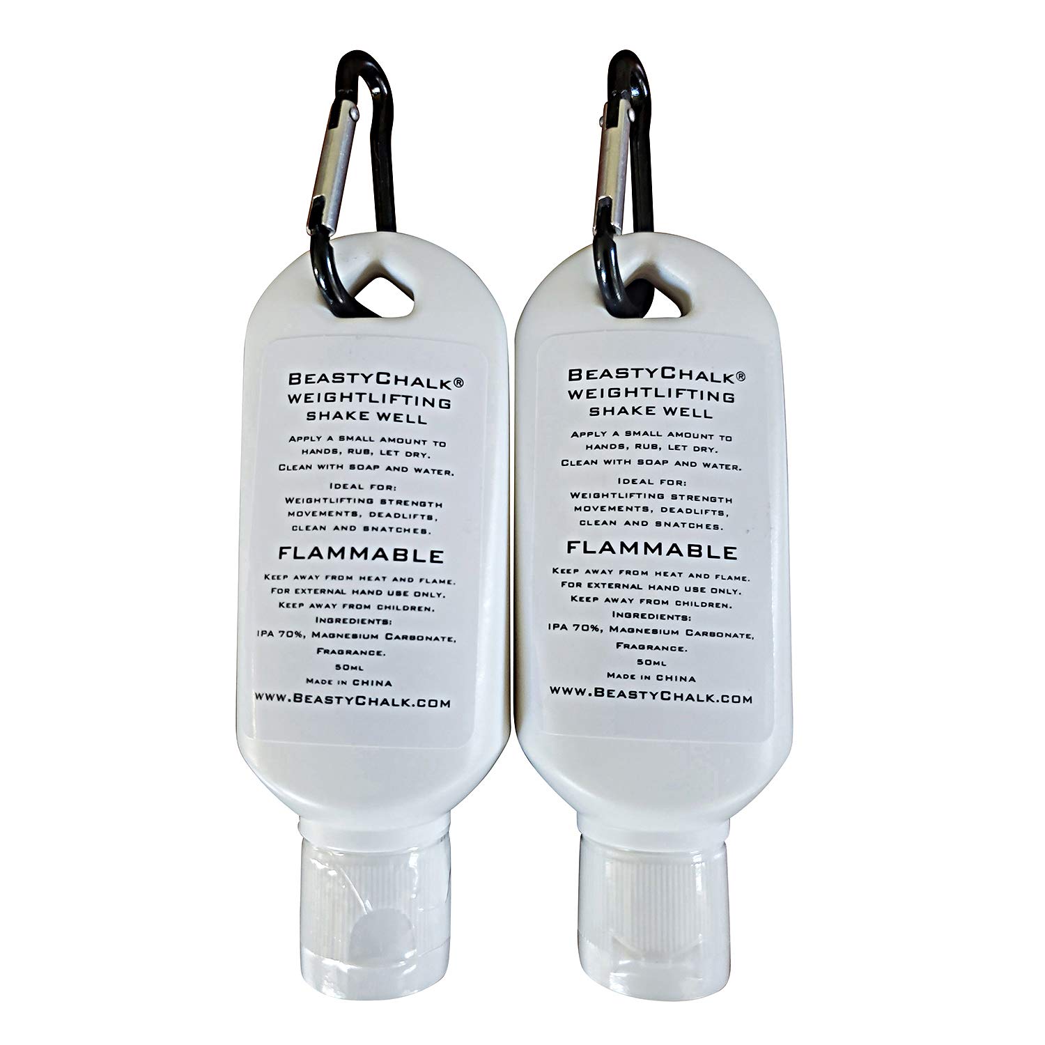 Beasty Chalk - Liquid Chalk for Weightlifting, CrossFit, Gymnastics, Rock Climbing, SPORTS. Two 50 ml Squeeze Bottles. All Natural or IPA Based. (50 ml pair, GORILLA - WEIGHTLIFTING)