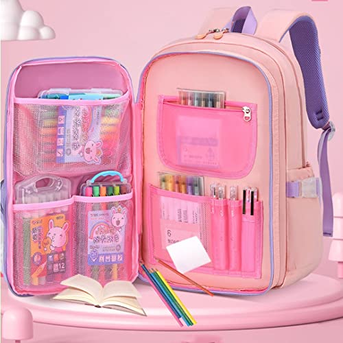 damdos Toddler Cute Backpack Kawaii Girls Bunny School Backpack,Lightweight Refrigerator Elementary Middle School Backpack Bookbag,Girls Backpack With Kawaii Pin Bunny Birthday Gifts(PURPLE,Large)