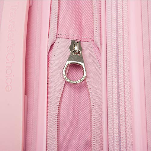 Traveler's Choice Pagosa Indestructible Hardshell Expandable Spinner Luggage, Pink, Carry-on 22-Inch