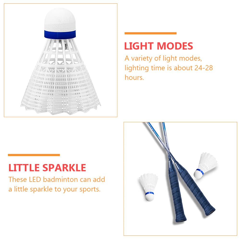 BESPORTBLE 6 Pcs LED Badminton Luminous Shuttlecocks Exercise Badminton (White Blue)