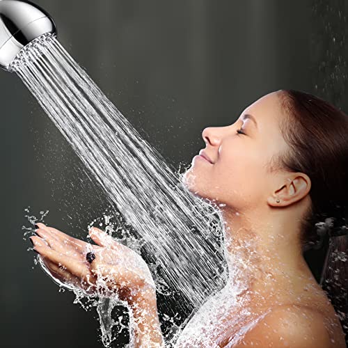 Cobbe High Pressure Shower Head, 3 Inches Anti-Clogging Silicone Nozzles Fixed Showerhead, Adjustable Swivel Brass Ball, Bathroom Rain Shower Heads (Chrome)