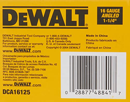 DEWALT Finish Nails, 20-Degree, 1-1/4-Inch, 16GA, 2500-Pack (DCA16125)