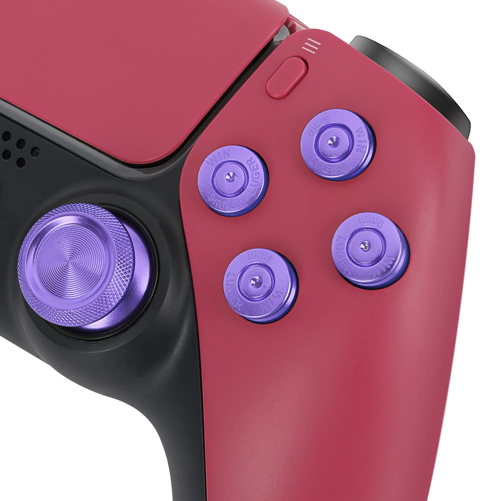 TOMSIN Metal Buttons Replacement Kit for PS5 Controller – Aluminum Thumbsticks & O X Square Triangle & Dpad Buttons Accessories Compatible with PlayStation 5 DS Controller (Metal Purple)