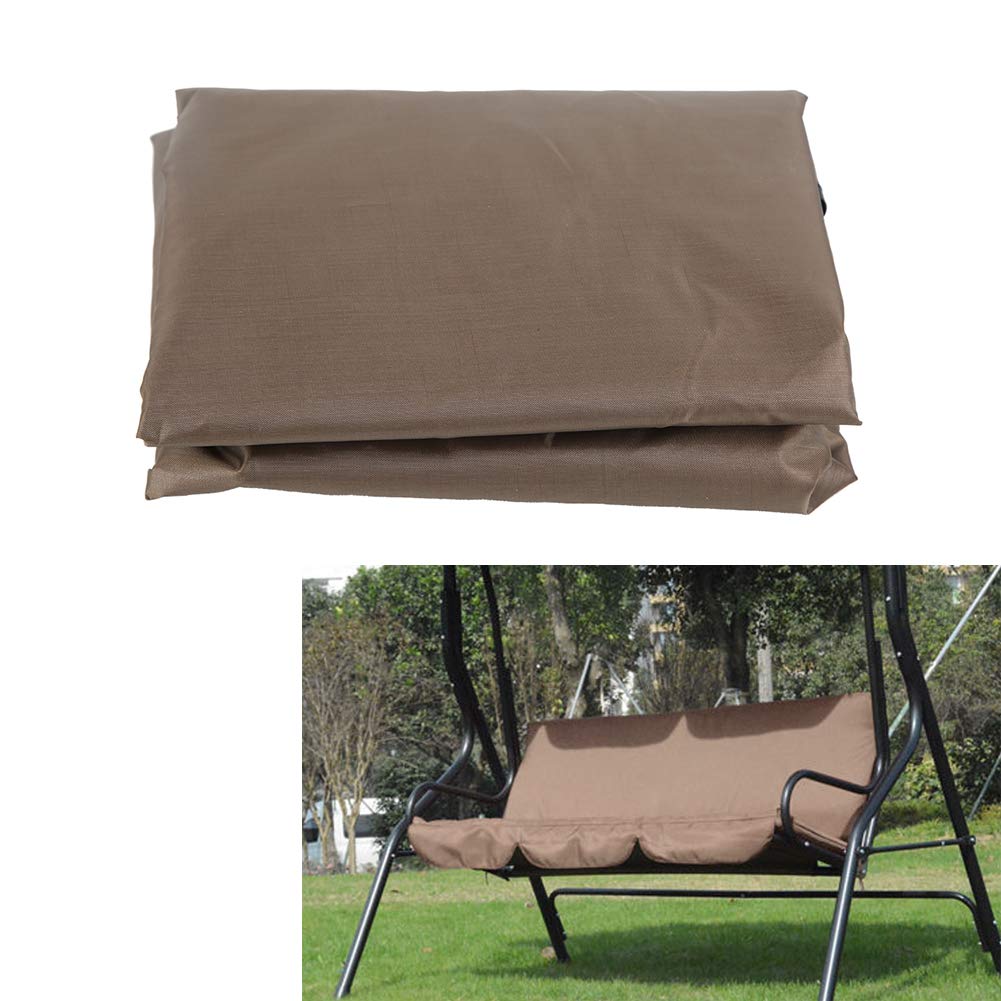 Outdoor Swing Cushion Cover, 3 Seater Replacement Swing Seat Pads Cushion for Patio Garden Yard Swing Chair(Coffee)