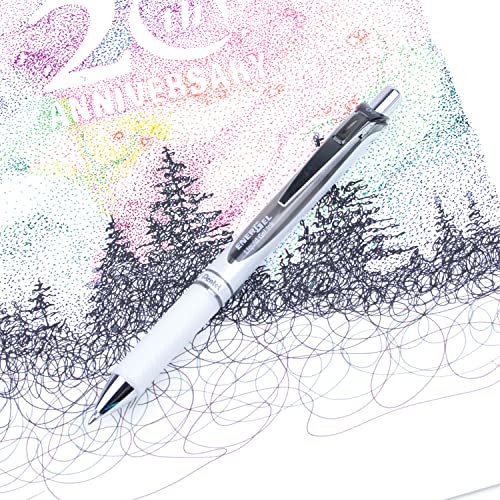 Pentel EnerGel Pearl Deluxe RTX Retractable Liquid Gel Pen, (0.7mm), Accent, Black Ink, Box of 12 (BL77PW-A)