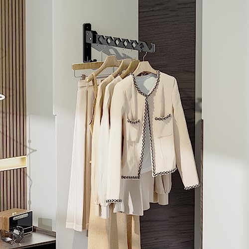 dancrul Wall Mounted Drying Rack Clothing Foldable for Laundry Room, Clothes Drying Rack Folding Indoor, Matte Black