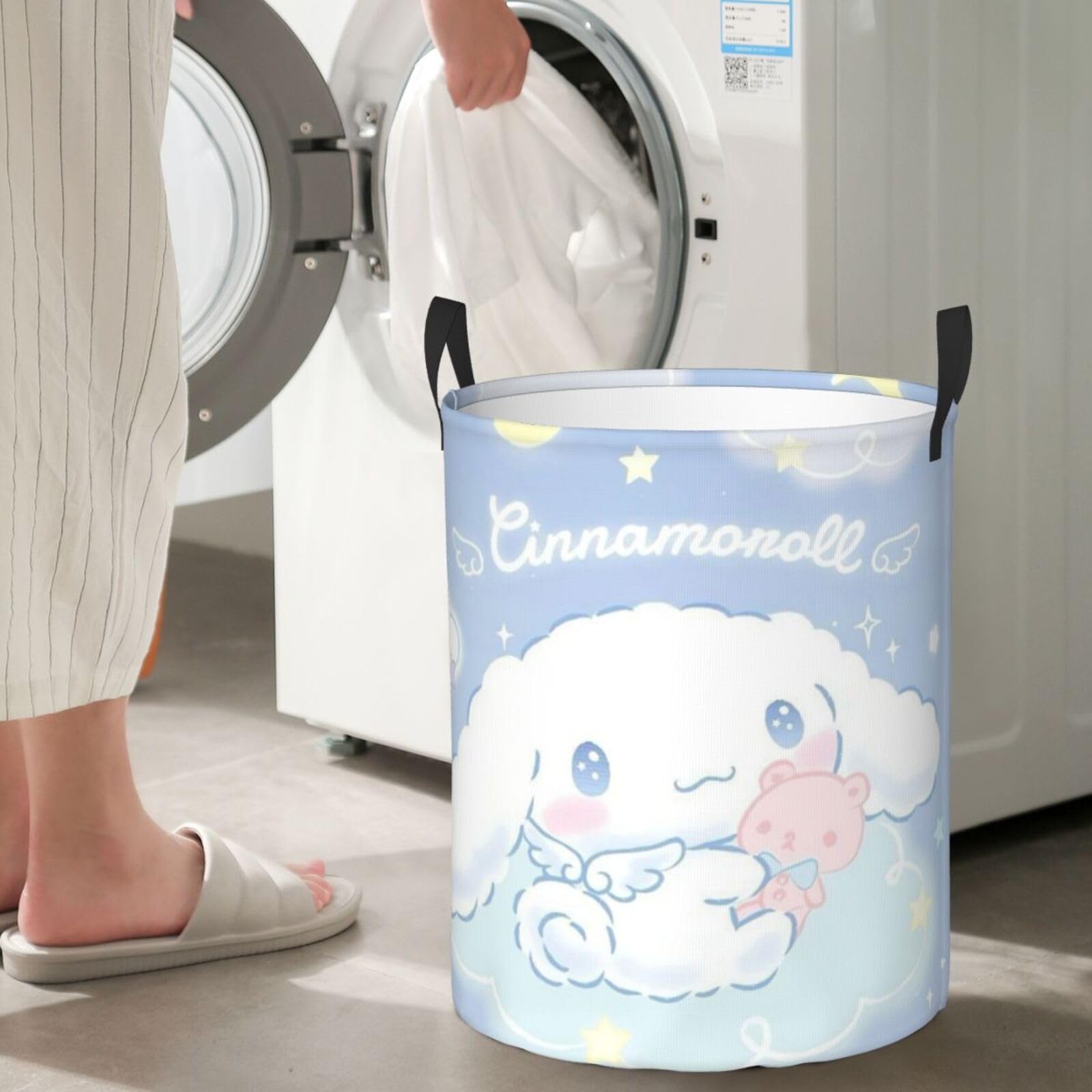 Cute Cartoon Laundry Hamper Circular Laundrys Basket Waterproof Foldable Storage Clothes Bag For Home Bathroom Qi13