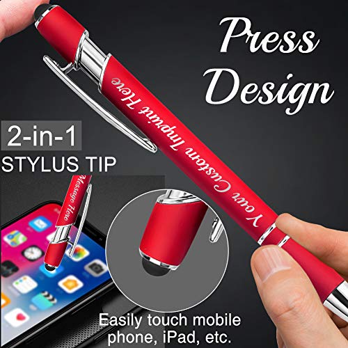 GIFTSDIY Personalized Pens with Stylus,Custom Engraving Ballpoint Pens,Imprinted with Your Logo or Message for Christmas, Graduation And Birthday,Black Ink,Medium Point (12, Purple)