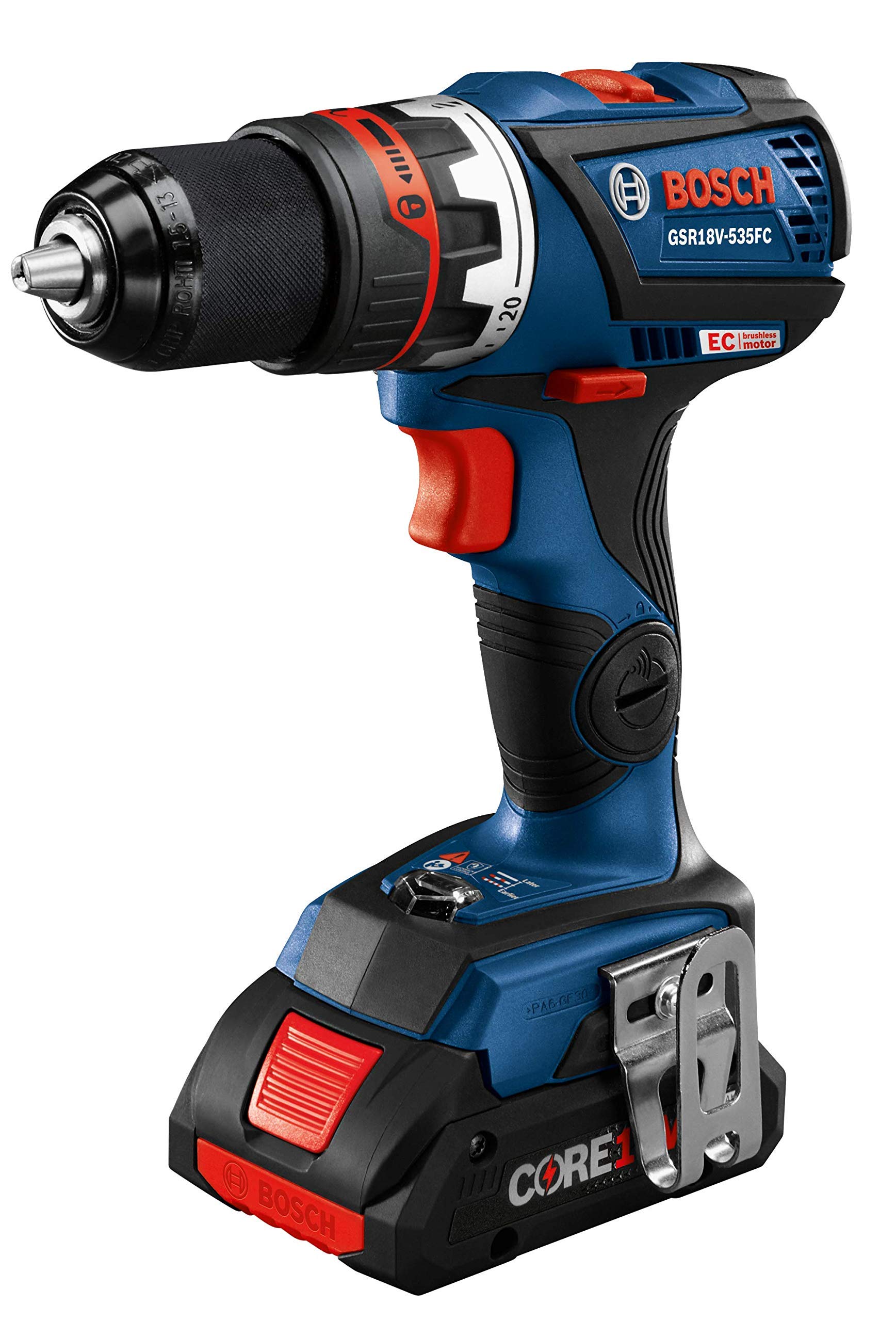 Bosch GSR18V-535FCB15 18V EC Brushless Connected-Ready Flexiclick 5-In-1 Drill/Driver System with (1) CORE18V 4.0 Ah Compact Battery (Renewed)