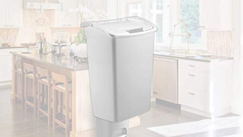 Rubbermaid, 11.25 Gallon, White Dual-Action Swing Lid Trash Can for Home, Kitchen, and Bathroom Garbage