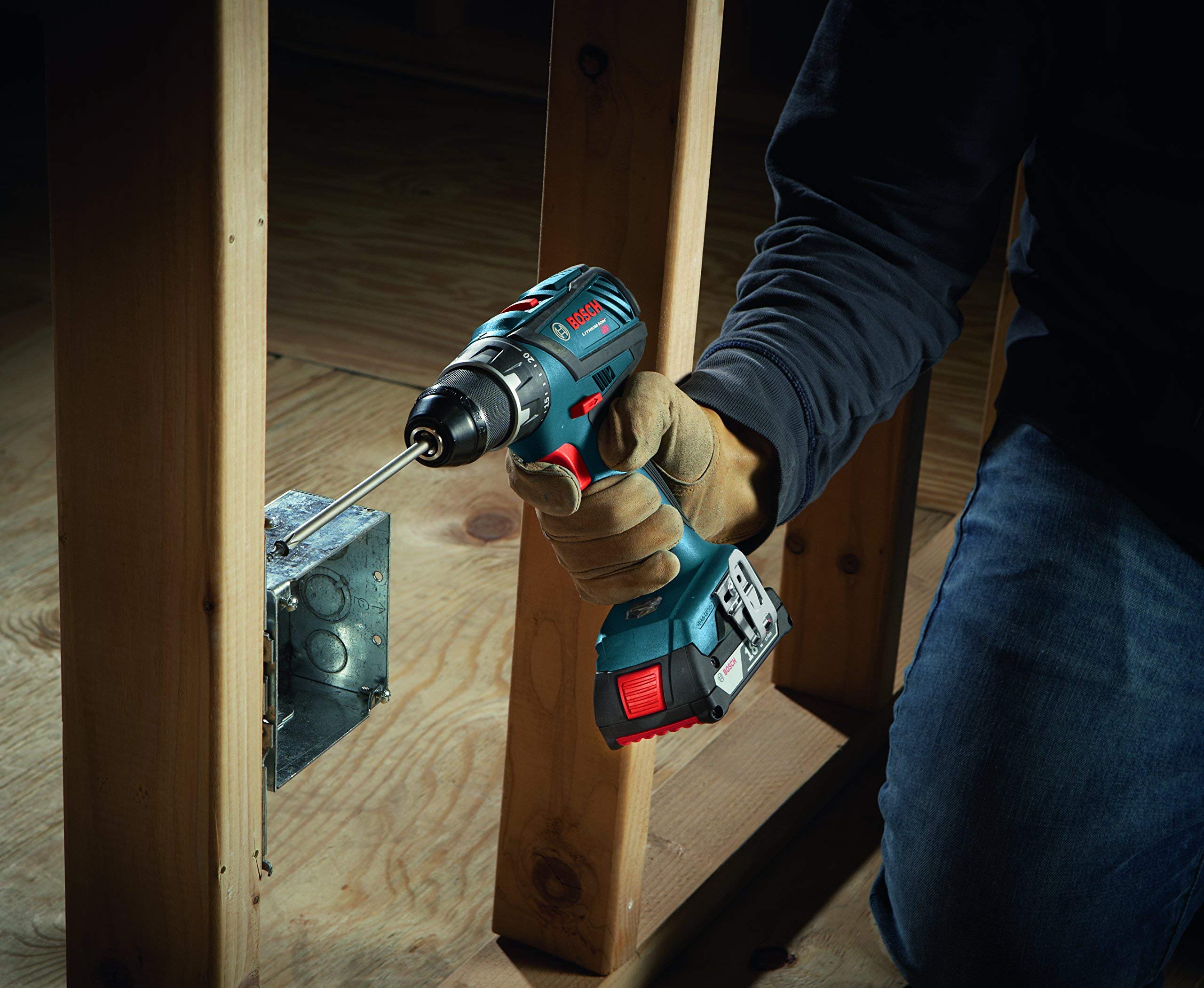 Bosch GXL18V-232B22-RT 18V Compact Tough Lithium-Ion 1/2 in. Cordless Drill Driver / 1/4 in. and 1/2 in. 2-in-1 Bit/Socket Impact Driver Combo Kit (2 Ah) (Renewed)
