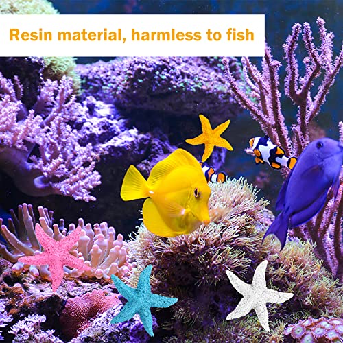 Cobee® Realistic Starfish Aquarium Ornament, 4 Pieces Resin Starfish Fish Tank Decoration Tropical Sea Animal Aquarium Decor Simulation Starfish Figurines Fish Tank Accessories