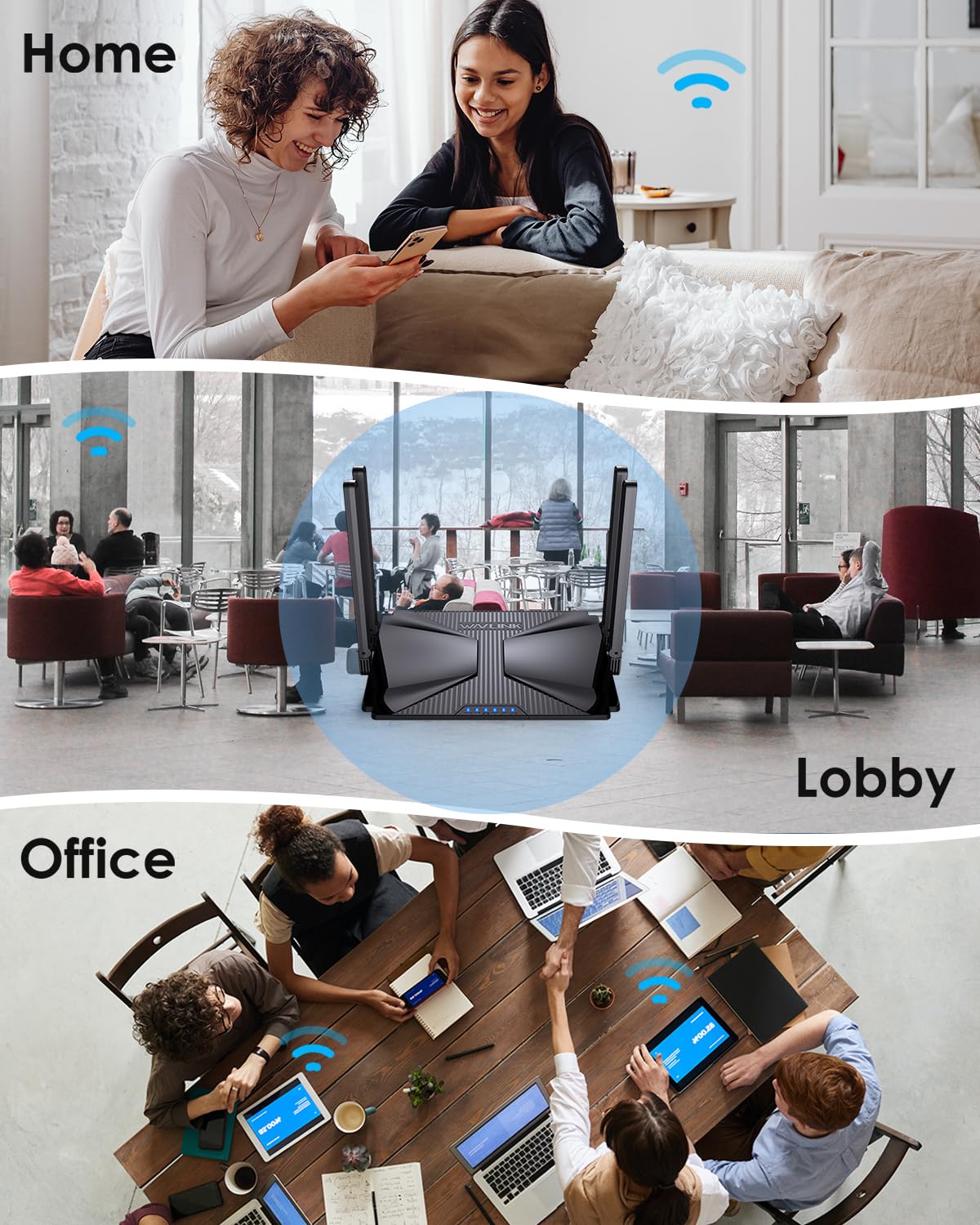 AX3000 WiFi 6 Router, WAVLINK Multi-Gigabit Mesh Router Dual Band, Mesh Support, MU-MIMO, WPA3, IPv6, Wireless Internet WiFi Router for Gaming Home