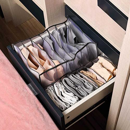LALEO Wardrobe Clothes Organizer 5pcs Foldable Closet Organizers Portable Storage Baskets Visible Grid Storage Box Washable Storage Containers Clothing Storage Bins for Bedroom