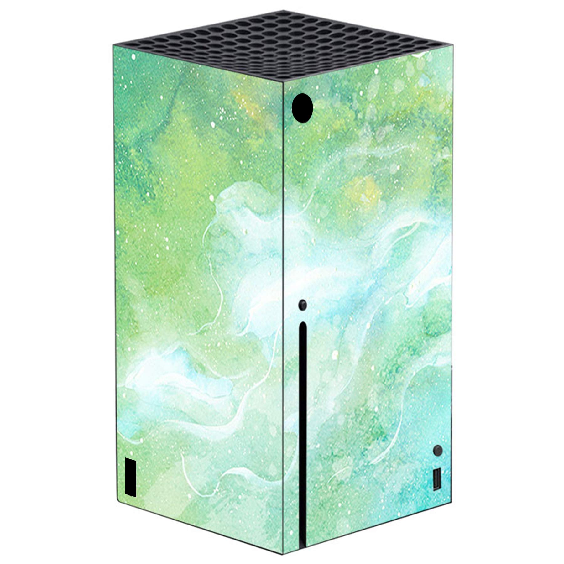 PlayVital Blue Green Watercolour Custom Vinyl Skins for Xbox Series X, Wrap Decal Cover Stickers for Xbox Series X Console Controller