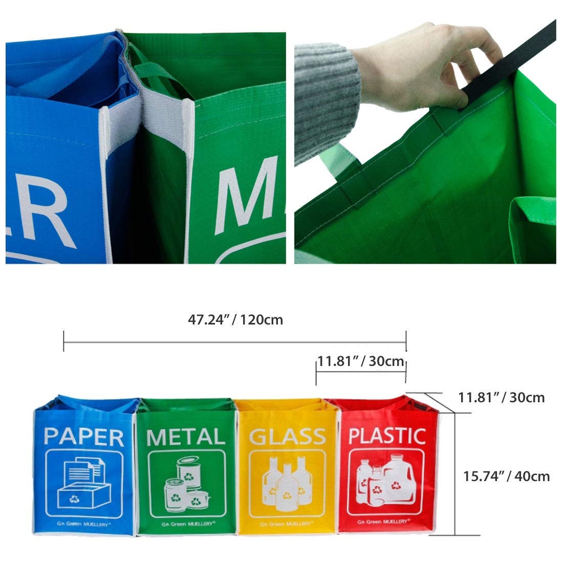 GARASANI 4 Pack Waterproof Separate Recycle Bag Waste Baskets (D Type)