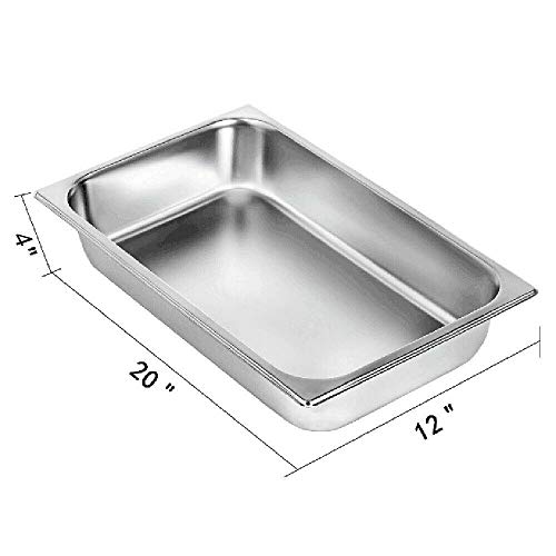 LOYALHEARTDY 4Pack 4" Deep Full Size Table Pan, Stainless Steel Hotel Pan Steam Table Pan with Lids Anti-Jam Hotel Food Pans
