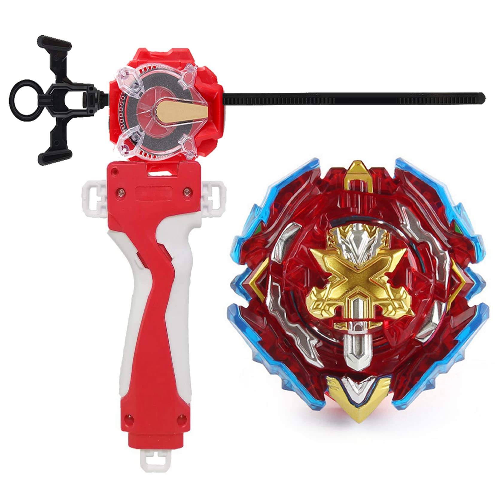 Battling Top Metal Master Fusion Gyro Starter BU B-200 Xiphoid Xcalibur Xanthus Sword'-1 Booster & Battle Left/Right Spin Sparking Burst Bey Wire Ripcord LR Launcher + Launcher Grip (B-200)