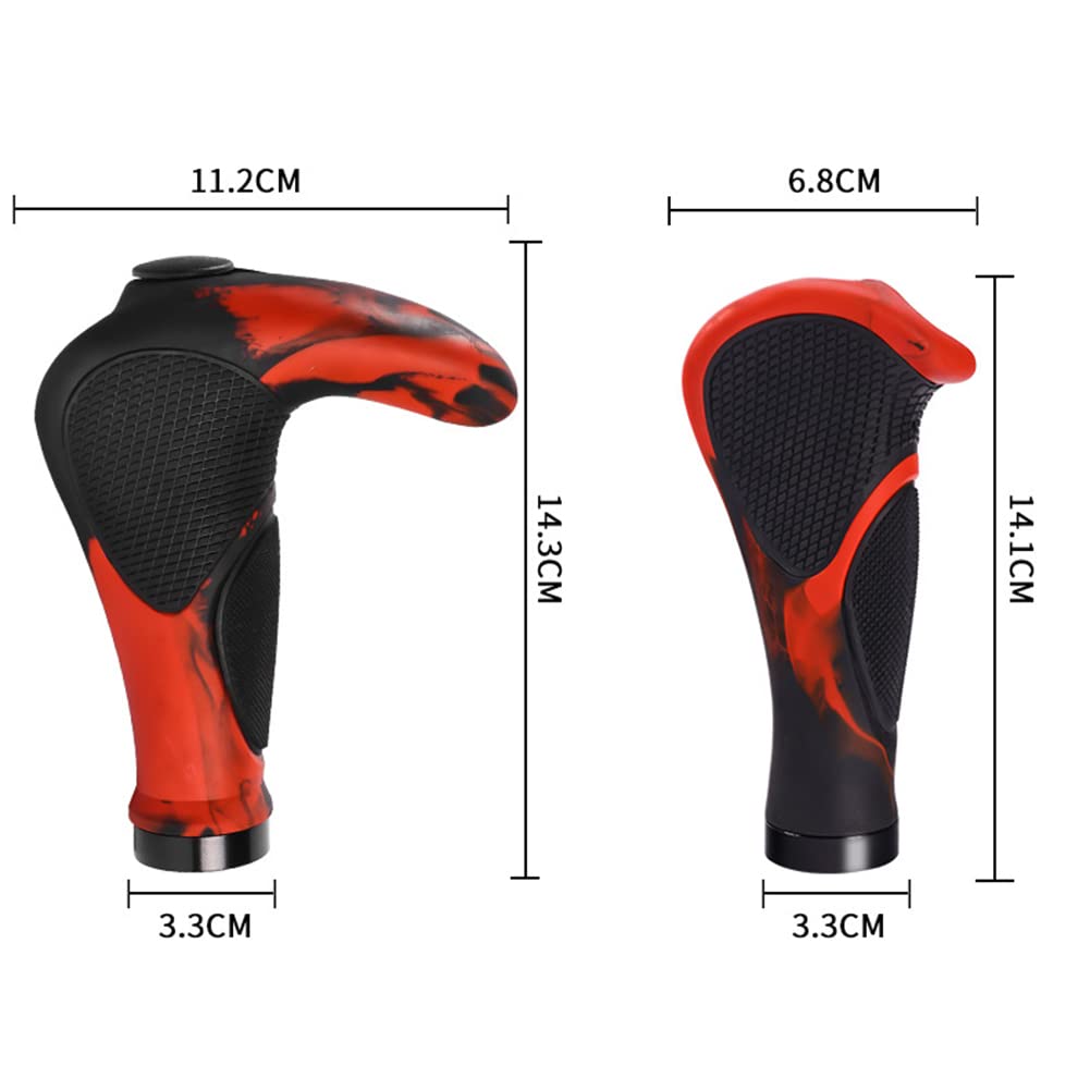 Bike Handlebar Grips,MoreChioce Non-Slip Rubber Handlebar Grip Lock on Grip Ergonomic Design Bicycle Grips Shock Absorbing Bike Handle Grips for Mountain Bike,Road Bike,Folding Bike,Red,Claw Shape