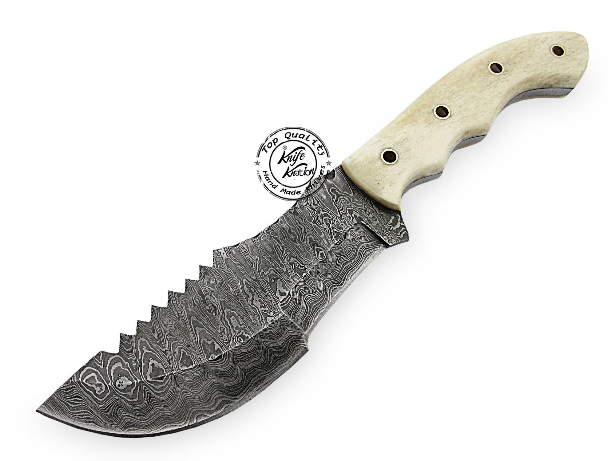Beautiful Camel Bone Handmade Damascus Steel Tracker Hunting Knife Prime Quality