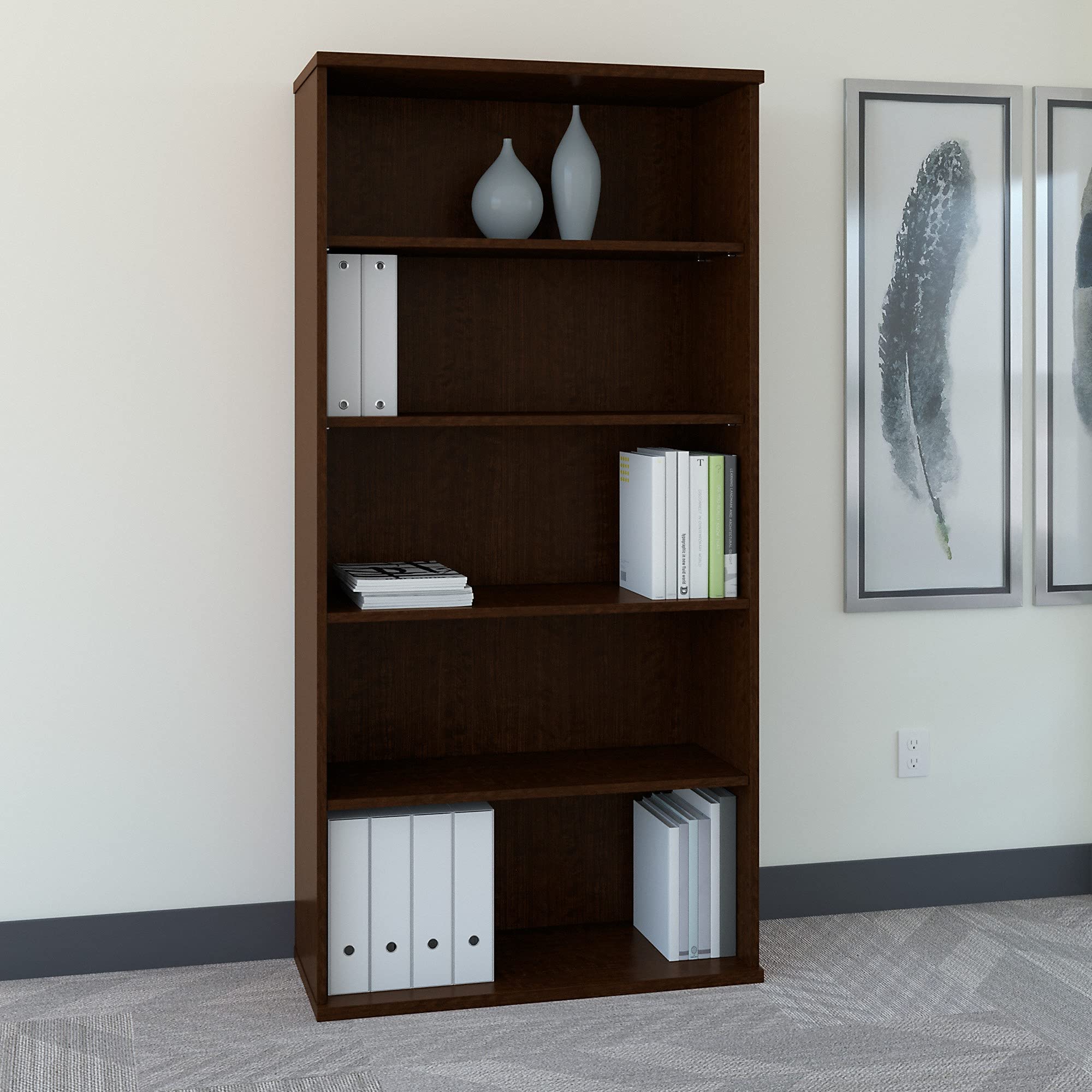 Bush Business Furniture 5 Shelf Bookcase, Mocha Cherry