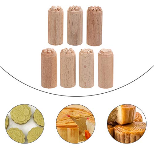 EXCEART Wooden Clay Stamp 7Pcs Column Wood Clay Stamps Hand Carved Stamps DIY Pottery Printing Blocks with Mixed Patterns