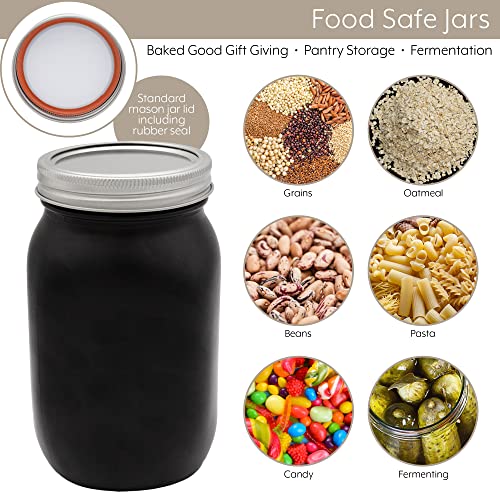 Darware Farmhouse Black Mason Jars (Set of 2); Home Decor and Storage Wide Mouth Decorative Wide Mouth Mason Jars, Black-Painted