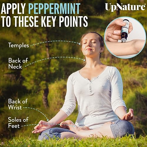 Peppermint Essential Oil Roll On - Topical Peppermint Oil - Relieves Head Tension, Pregnancy Essentials, Reduces Stress & Soothes Aches- Premium Quality, Therapeutic Grade Aromatherapy Oil