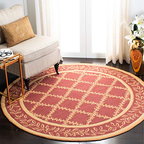 SAFAVIEH Chelsea Collection 4' Round Ivory / Green HK230B Hand-Hooked French Country Wool Area Rug