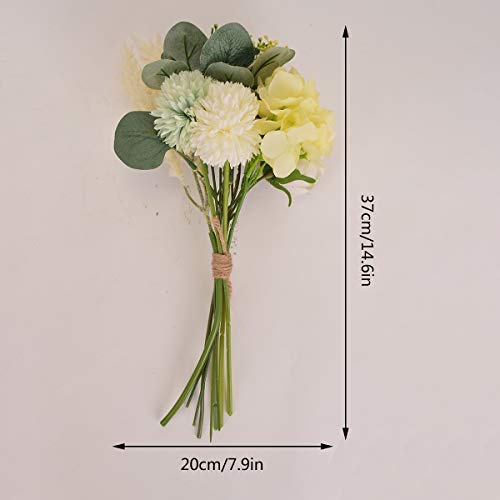 LACKINGONE Artificial Flower Plants Silk Flowers with Stems Simulation Rose Hydrangea Faux Flower Arrangements Home Garden Office Wedding Decor White Blue Yellow Fake Flower Centerpieces for Tables