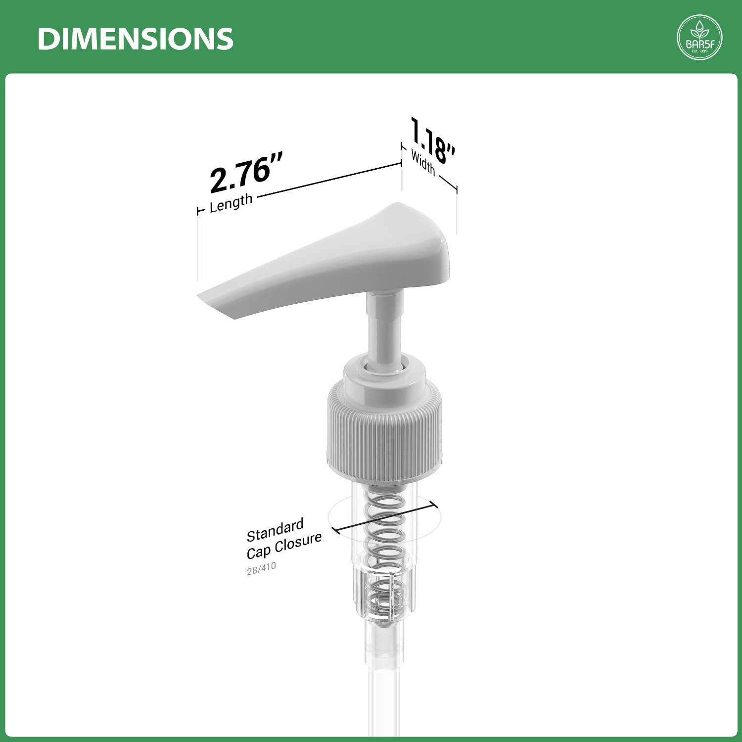 Bar5F Dispensing Pump, Fits 1" Inch Bottle Necks, for 16 oz - 32 oz Containers, Shampoo, Conditioner, Lotion, etc, Pack of 1, White