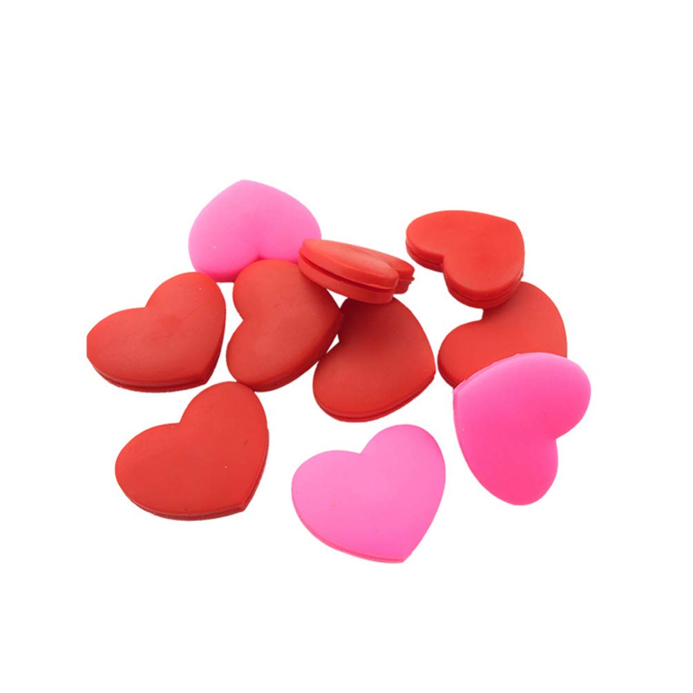 BESPORTBLE Tennis Racket Vibration Dampener Silicone String Shock Absorber Heart Shaped for Racquet Players Athletes Enthusiasts 10 Pcs (Red and Pink)