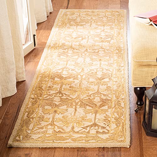 SAFAVIEH Anatolia Collection 4' Round Navy / Sage AN541A Handmade Traditional Oriental Premium Wool Area Rug