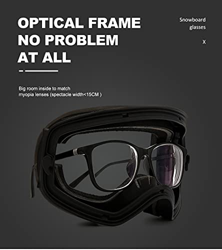 Bauhaus Snowboard Ski Goggles with Case, Winter Spherical Snow Goggles UV Protection, Anti-Fog & OTG Design Snowmobile Goggles
