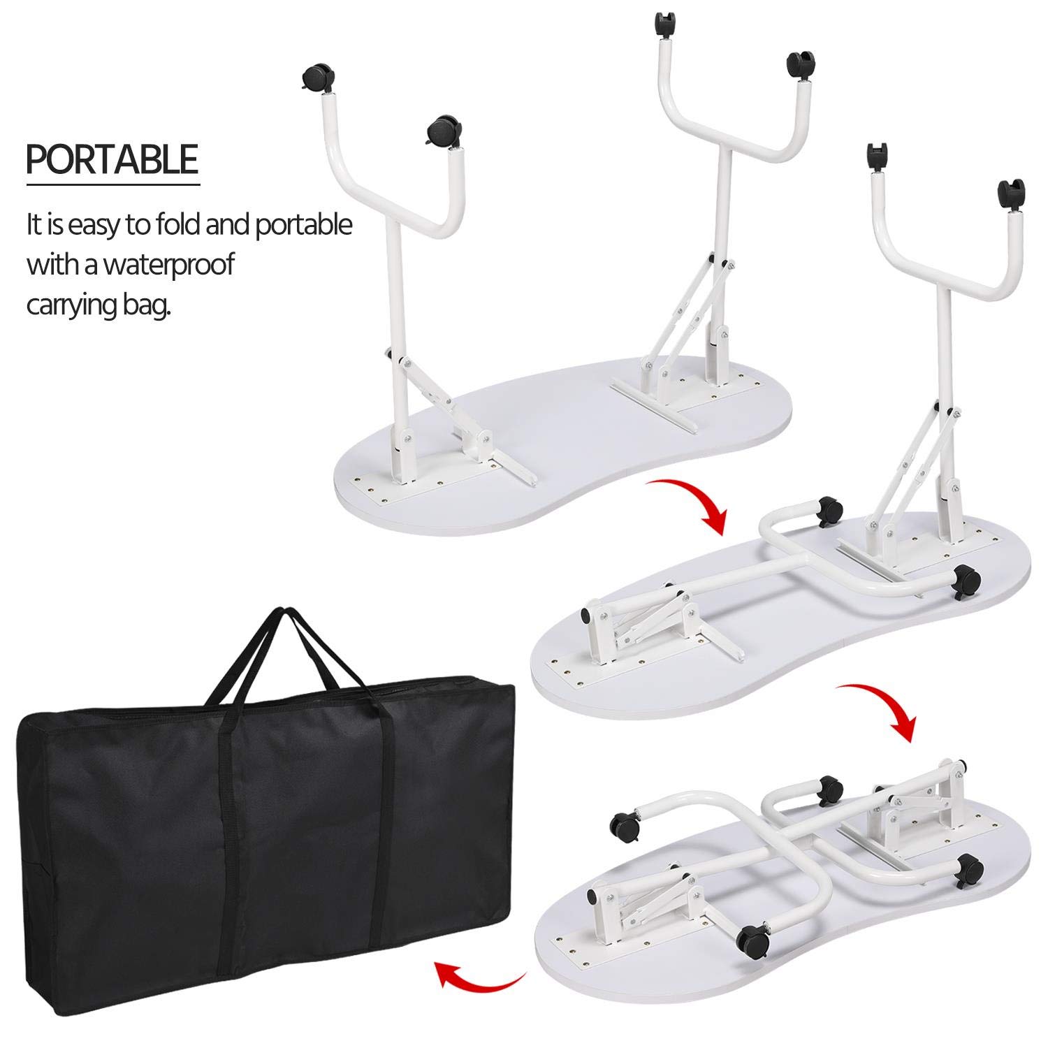 Yaheetech 37-inch Portable & Foldable Manicure Table Nail Desk Workstation with Large Drawer/Client Wrist Pad/Controllable Wheels/Carrying Case for Spa Beauty Salon White, 1 Count (Pack of 1)