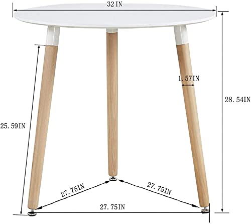 GreenForest Dining Table White Modern Round Table with Wood Legs, Velvet Dining Chairs Set of 4,Dining Kitchen Room Chairs with Metal Legs