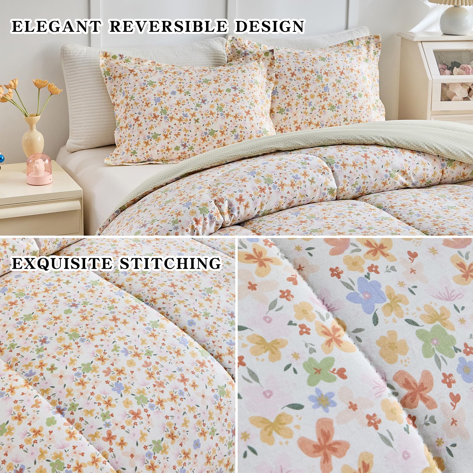 Joyreap 3pcs Cotton Comforter Set for Kids, Blue Waves Moon n Stars Lovely Design, Soft n Cozy Bedding Comforter for All Season- 68x88 inches