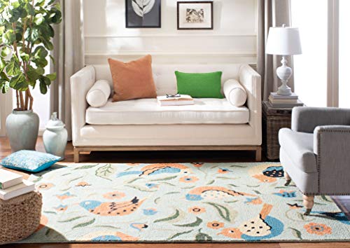 SAFAVIEH Blossom Collection 4' x 6' Sage / Multi BLM676A Handmade Premium Wool Area Rug