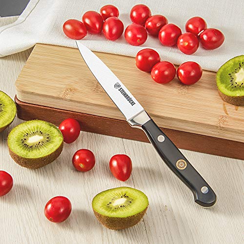 Gioventù Paring Knife 4 inch - Small Kitchen Knife Forged from German Stainless Steel 5Cr15Mov (HRC58), Full Tang, Sharp Paring Knife for Cutting, Peeling, Slicing Fruits and Vegetables
